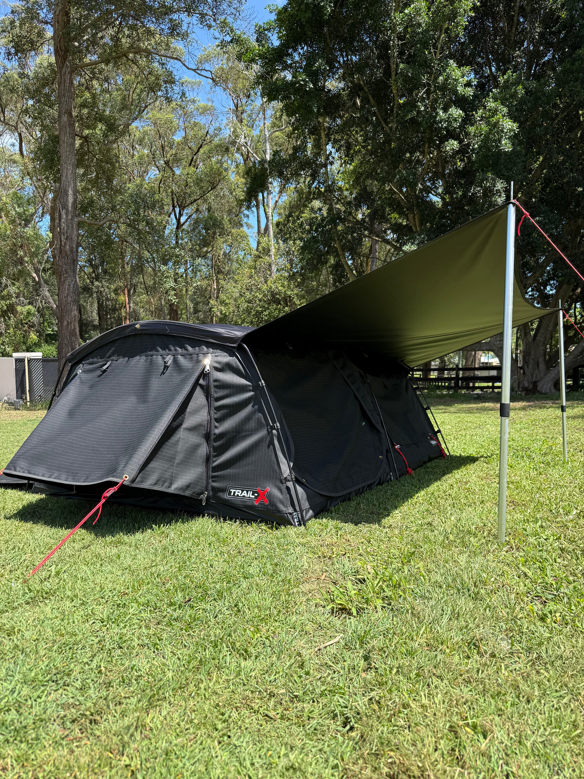 Trail-X O.G Xtreme Double Swag | 100mm Mat | Midnight Fly | 12V Light ...